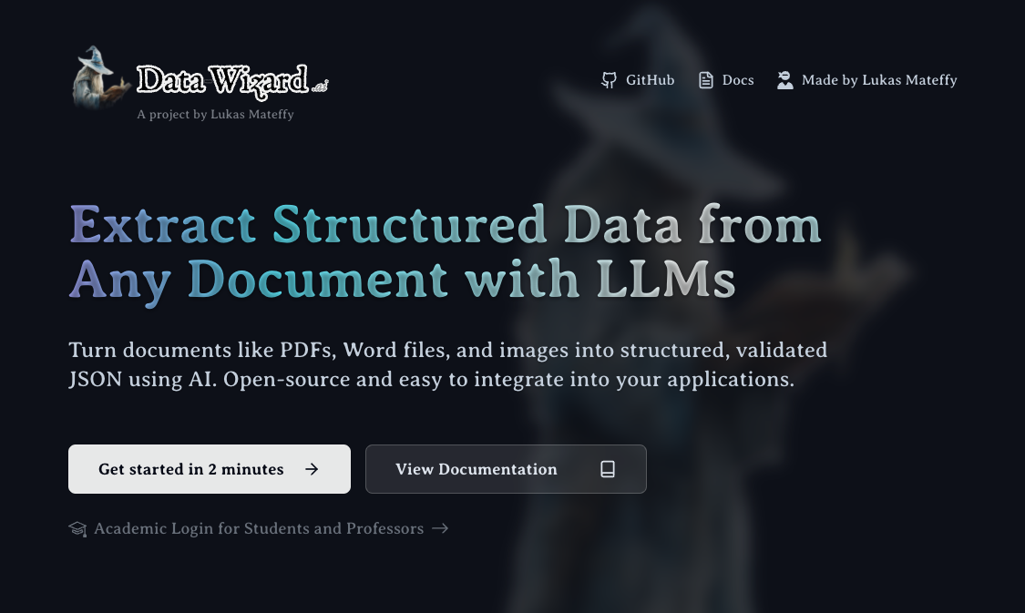 Data Wizard – Extract structured data from PDFs, images and documents